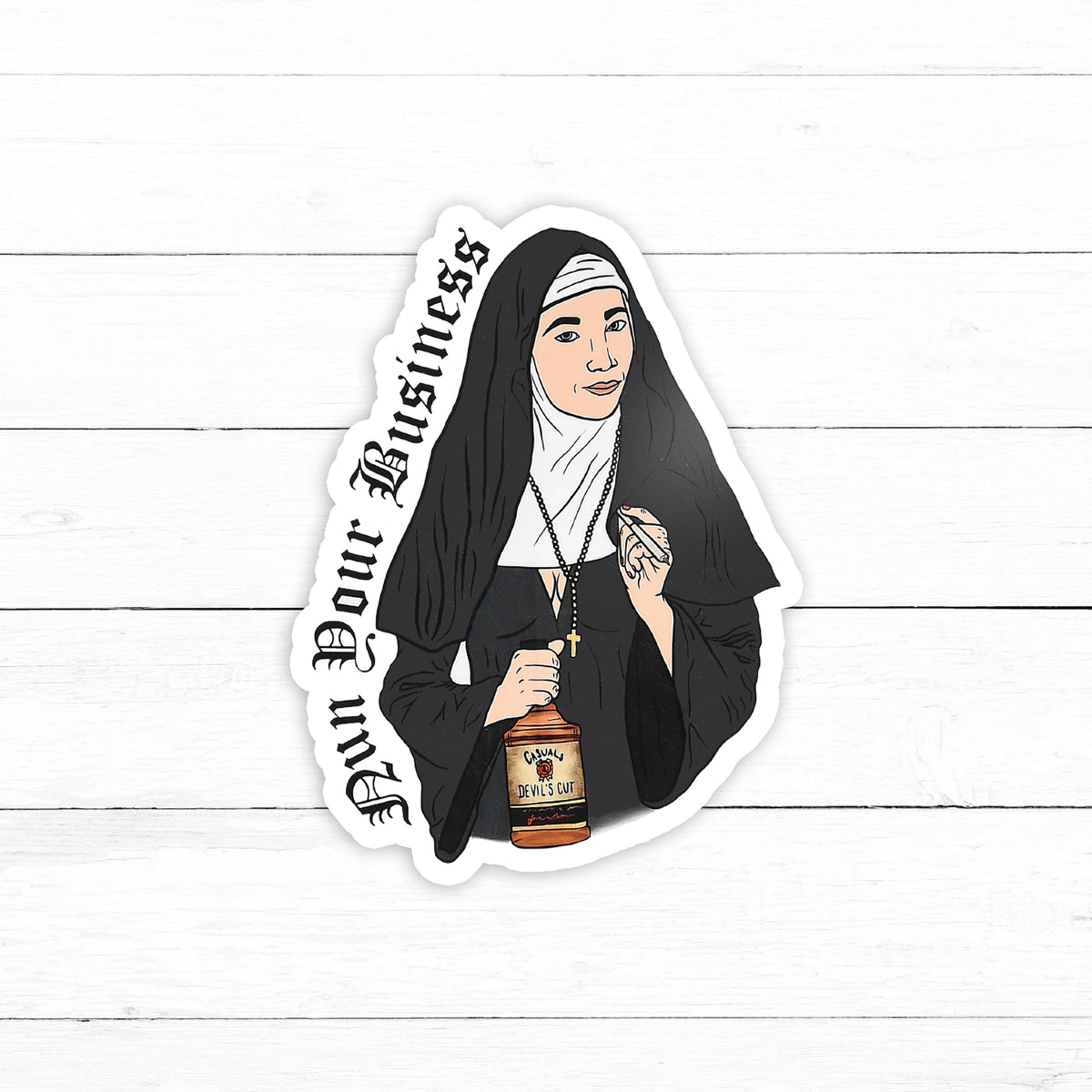 Nun Your Business Sticker | Waterproof Vinyl | 3in – CustomStickers.com