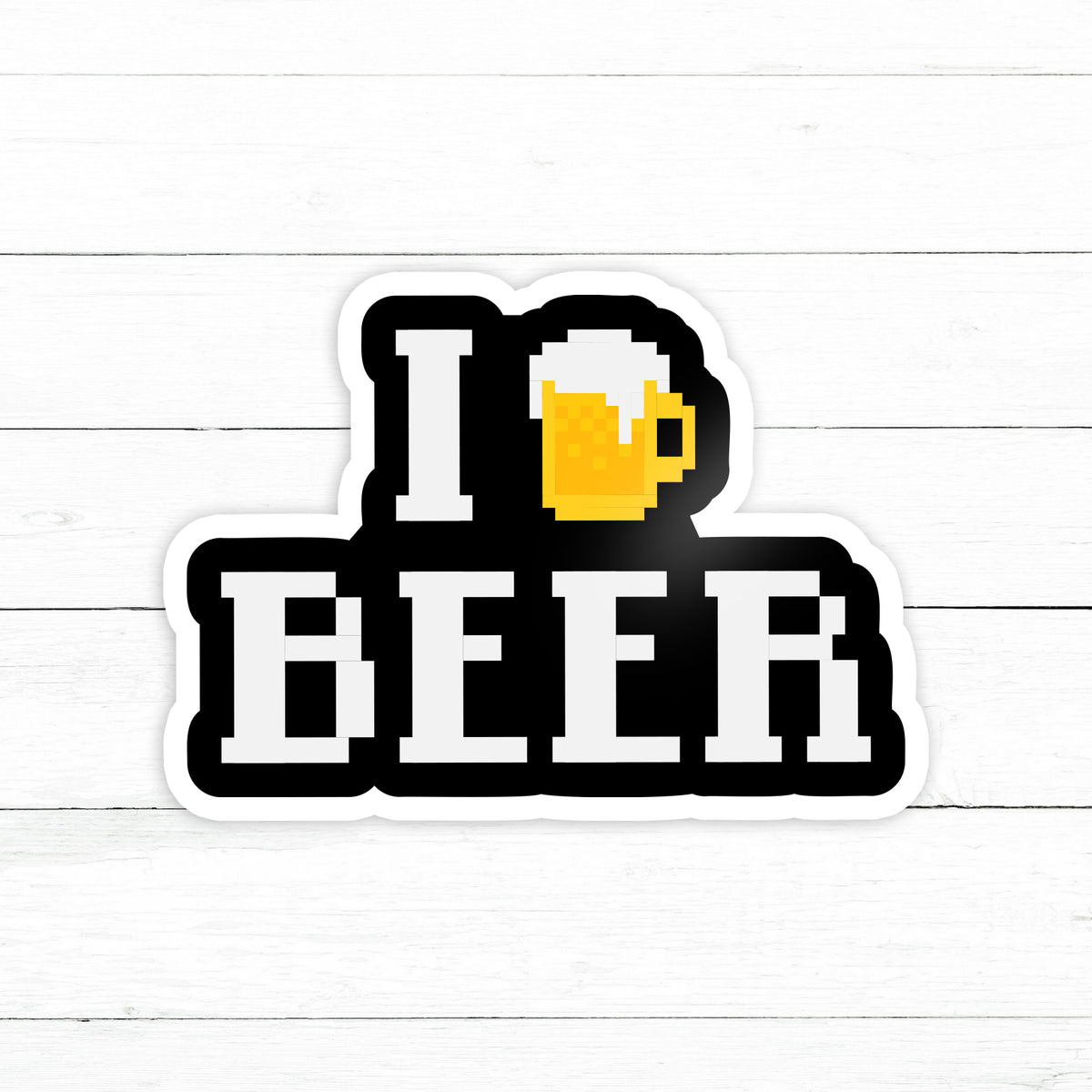 Pixel I Love Beer Sticker | Waterproof Vinyl Decal | 3in ...