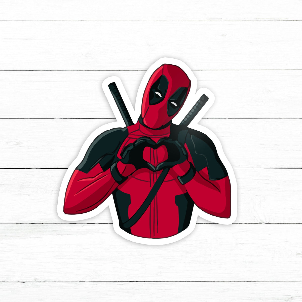 Deadpool Heart Sticker | Waterproof Vinyl Decal | 3in – CustomStickers.com
