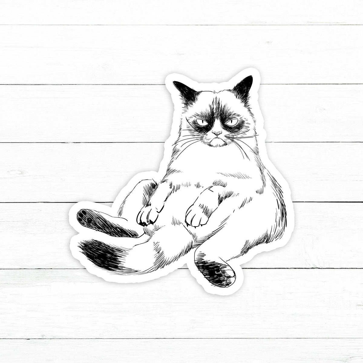 Grumpy Cat Sticker | Waterproof Vinyl Decal | 3in – CustomStickers.com