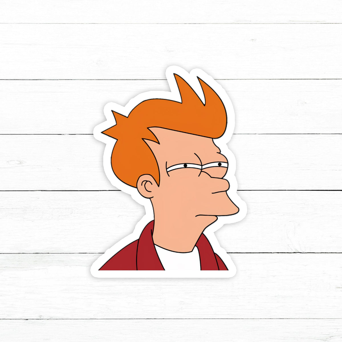 Suspicious Fry Sticker | Waterproof Vinyl Decal | 3in – CustomStickers.com